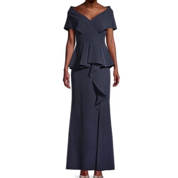 Aidan Mattox | Dresses | Nwt Aidan Mattox Shawl Collar Peplum Gown ...